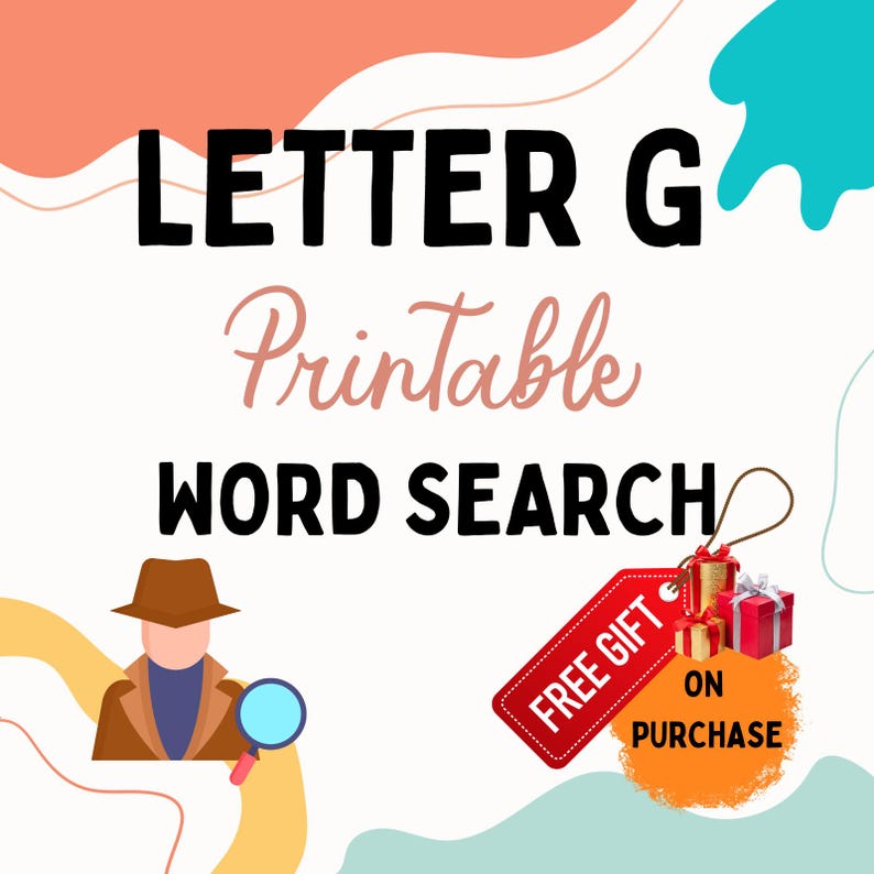 Letter G Word Search for Adults Large Print 80 Hard Puzzles PRINTABLE ...