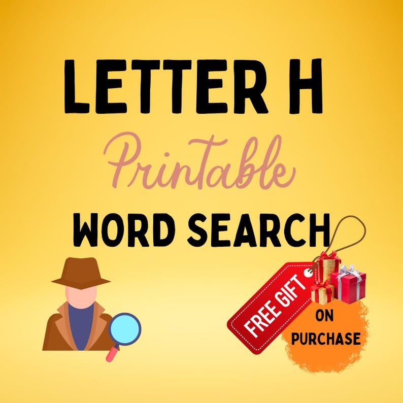 Letter H Word Search for Adults Large Print 80 Hard Puzzles PRINTABLE ...