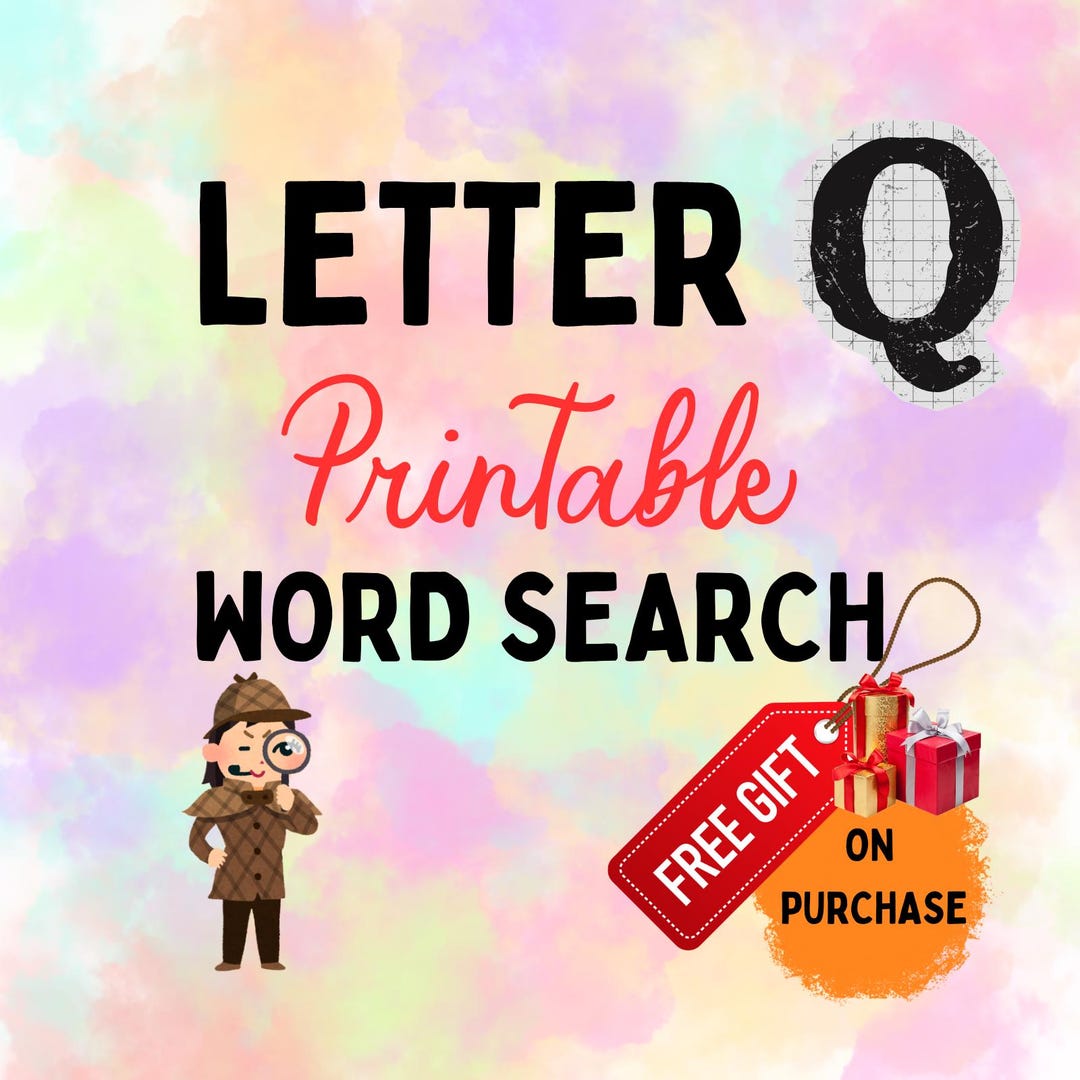 Letter Q Word Search for Adults Large Print 100 Hard Puzzles PRINTABLE ...