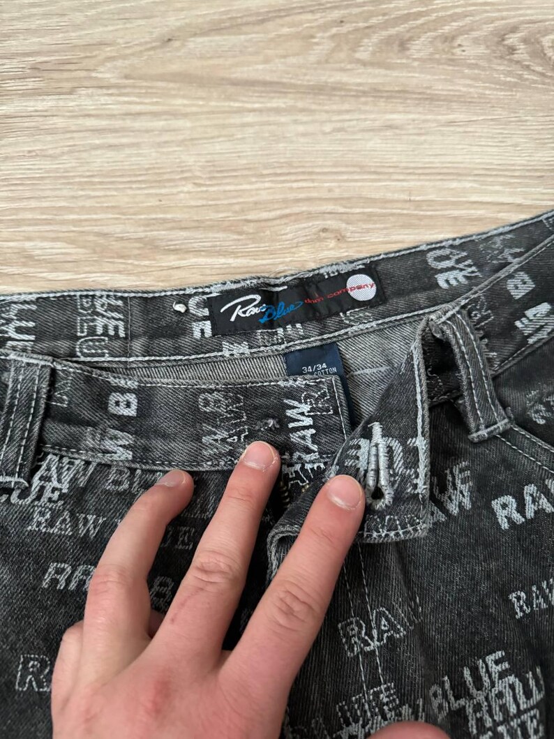 Crazy Vintage Y2K Raw Blue Jnco Style Monogram Baggy Jeans Size 34 - Etsy