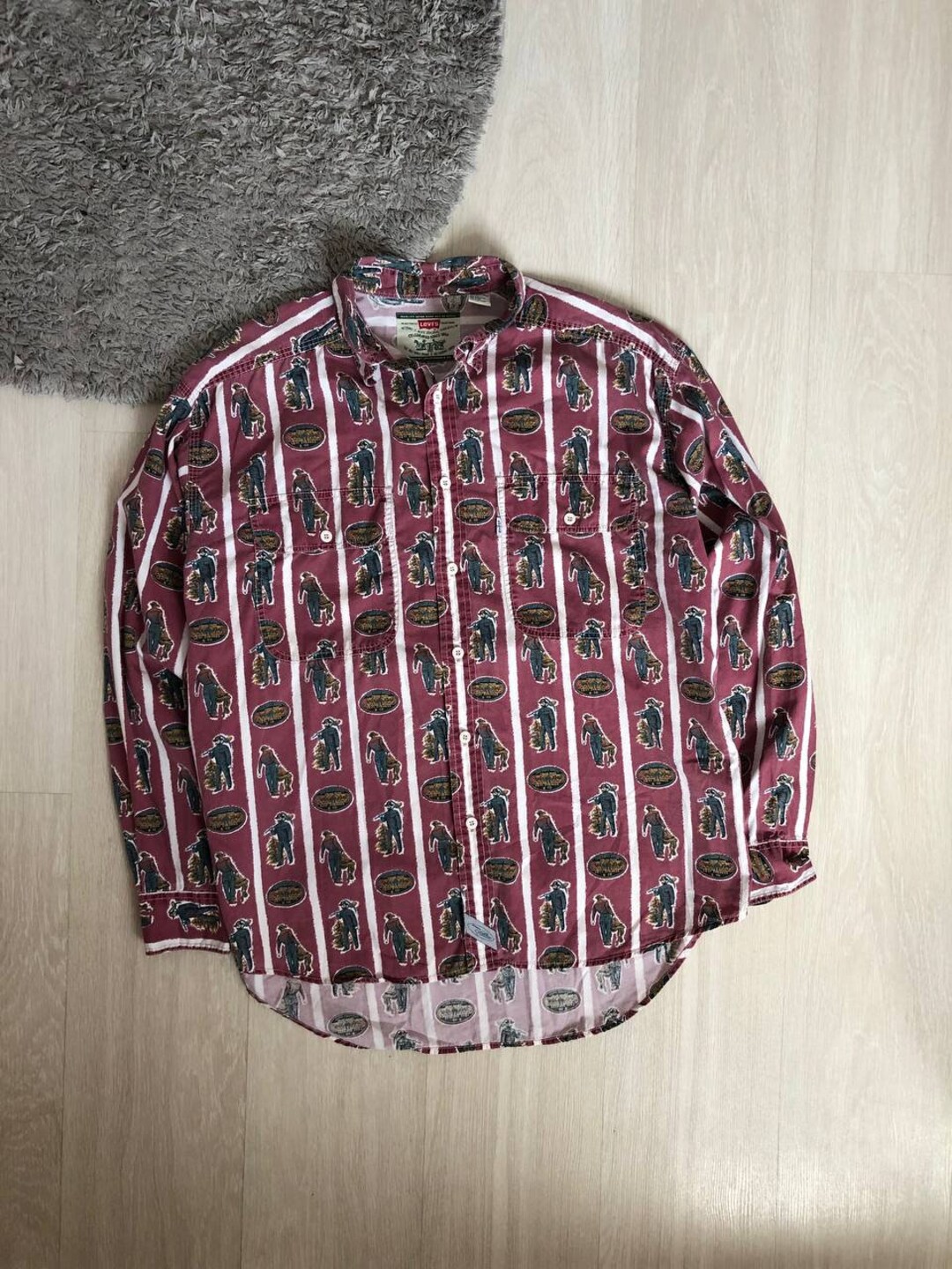 Vintage Levi's 90s Monogram Full Print Cowboy Worker Shirt - Etsy