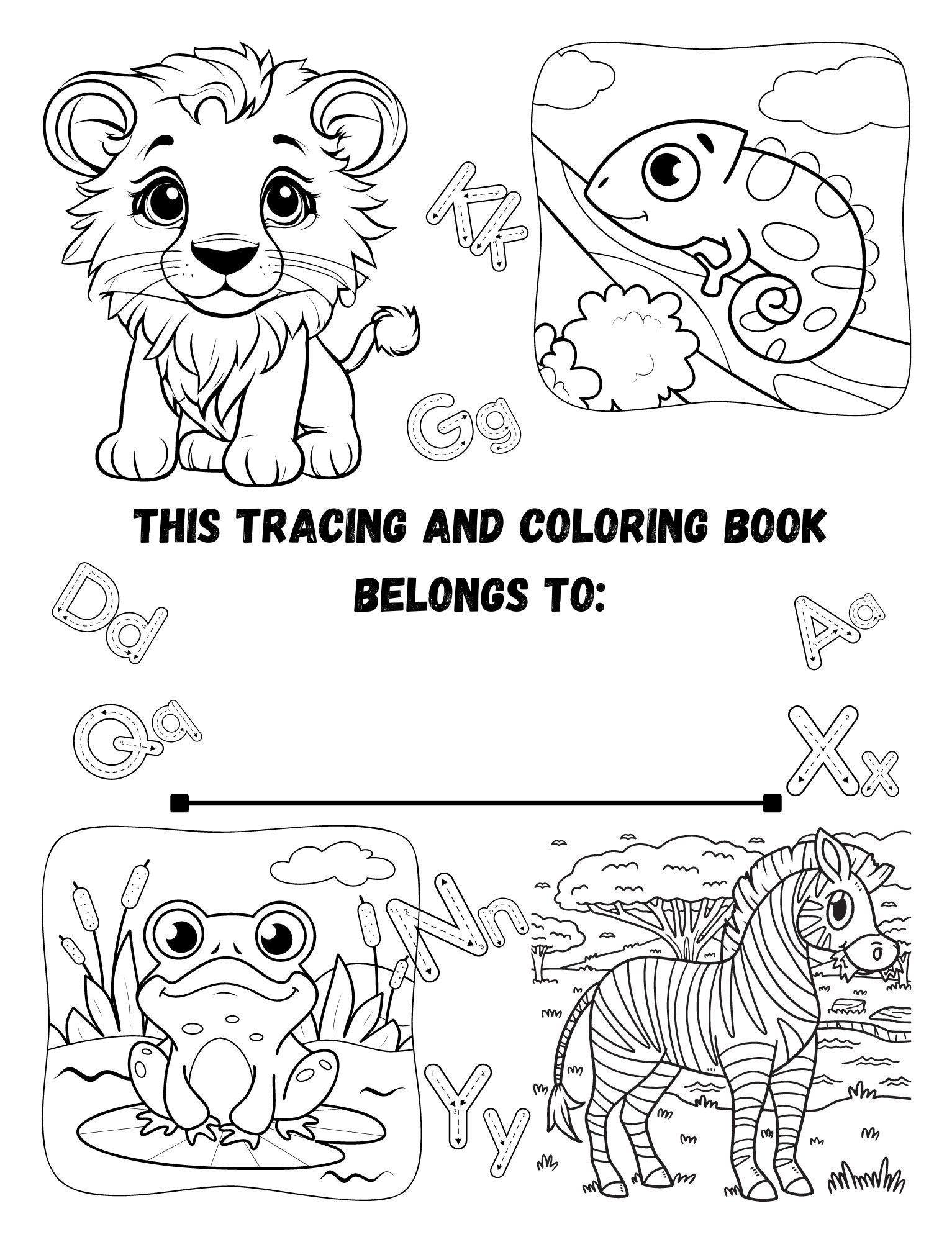 Tracing Letter Guide and Coloring Book Animals From A to Z Educational ...