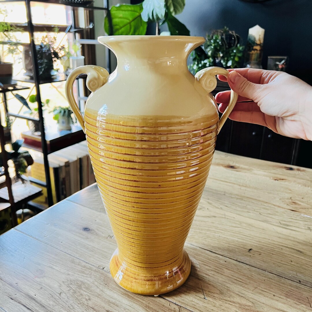 Vintage Hosley Potteries Large Ceramic Amphora Vase With Handles - Etsy