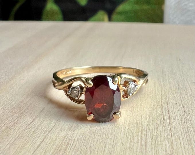 Vintage LIND FTJ 10K Gold Garnet & Diamond Ring - Etsy