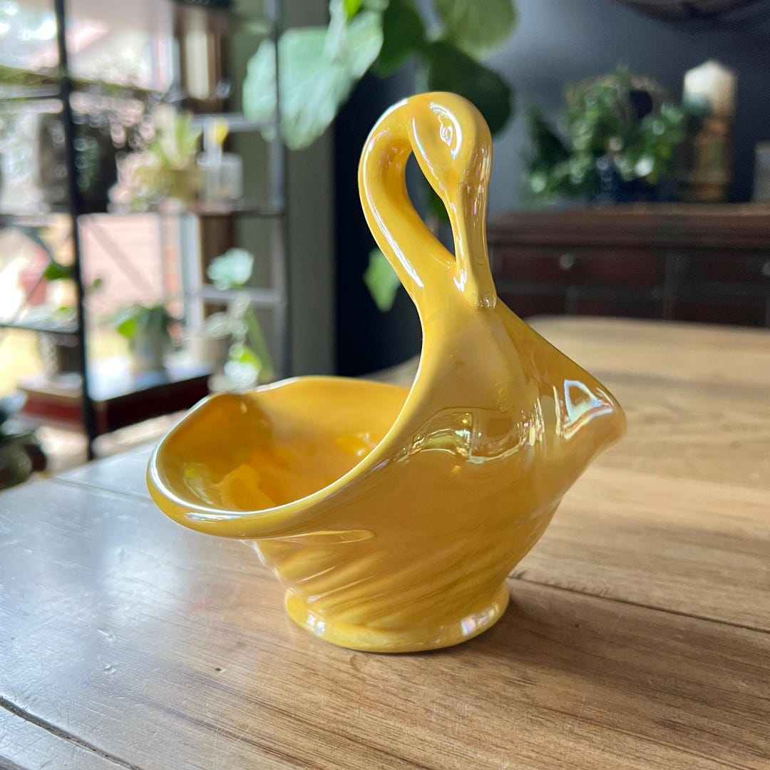 Rare Yellow Lusterware Swan Dish - Etsy