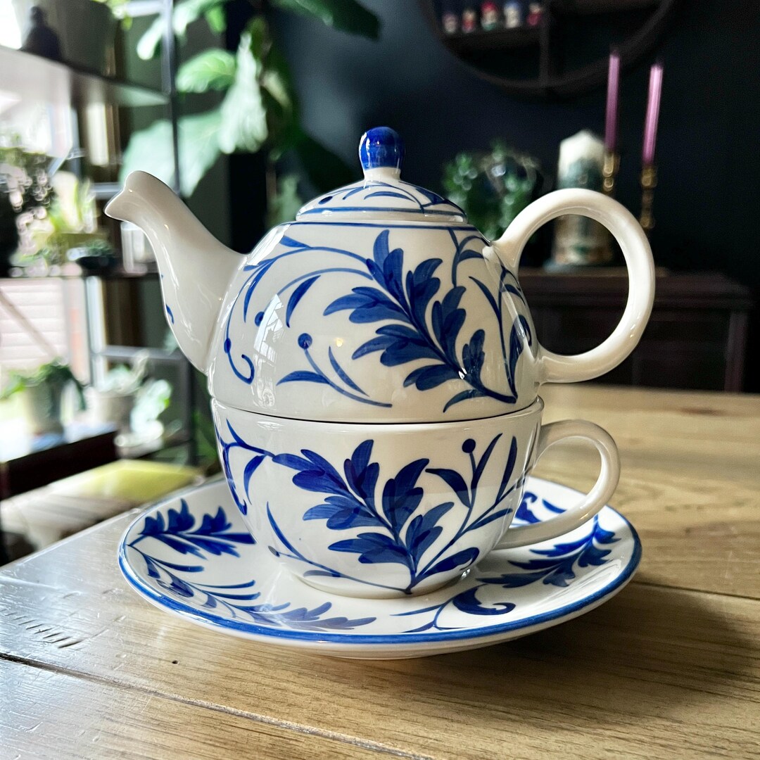 Blue & White Ceramic "tea for One" Set by Andrea by Sadek - Etsy