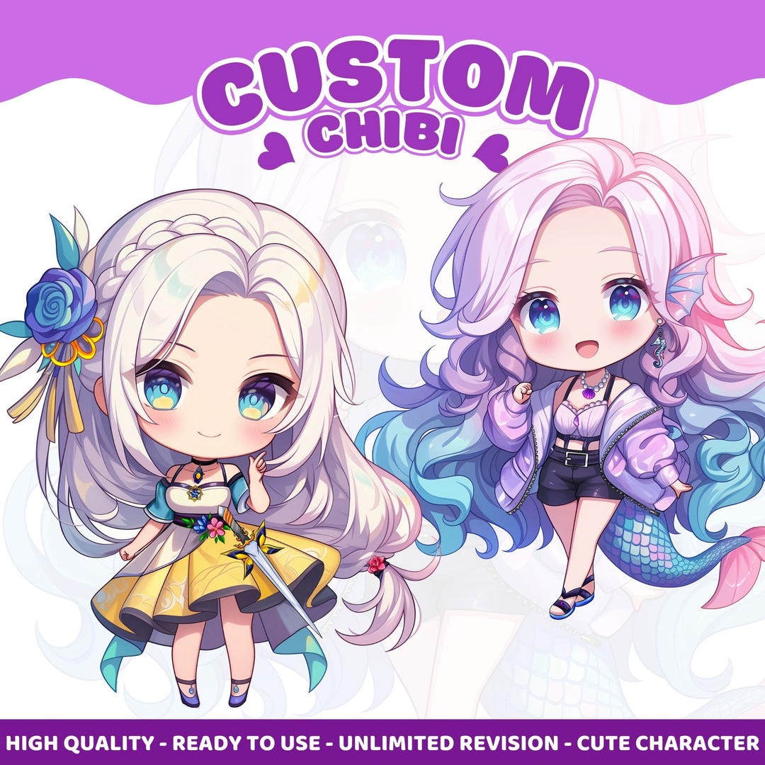 CUSTOM CHIBI CHARACTER, Chibi Anime Style, Custom Chibi Commission ...