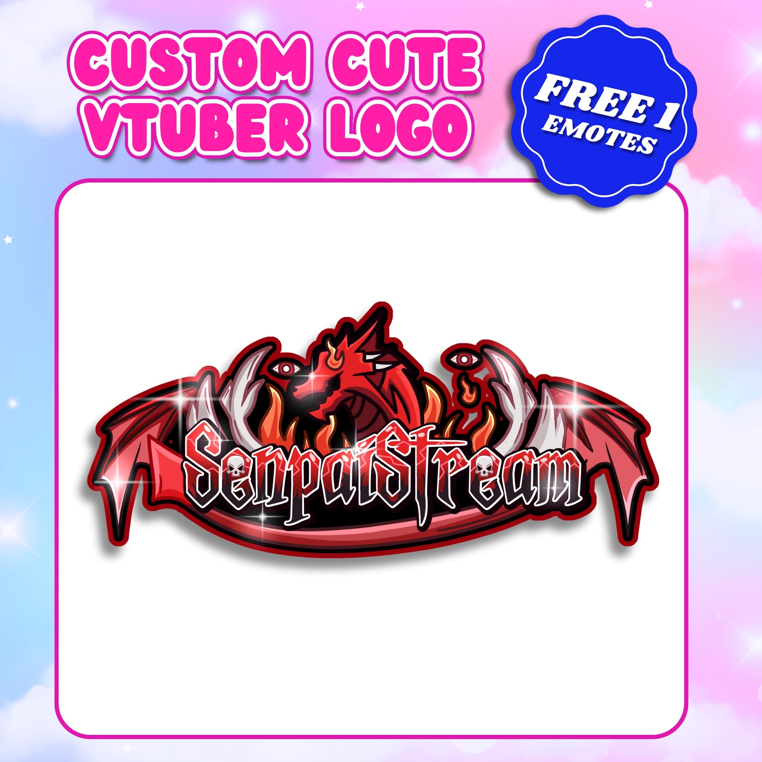 Custom Vtuber Logo, Vtuber Logo, Vtuber Logo Commission, Cute Kawaii ...
