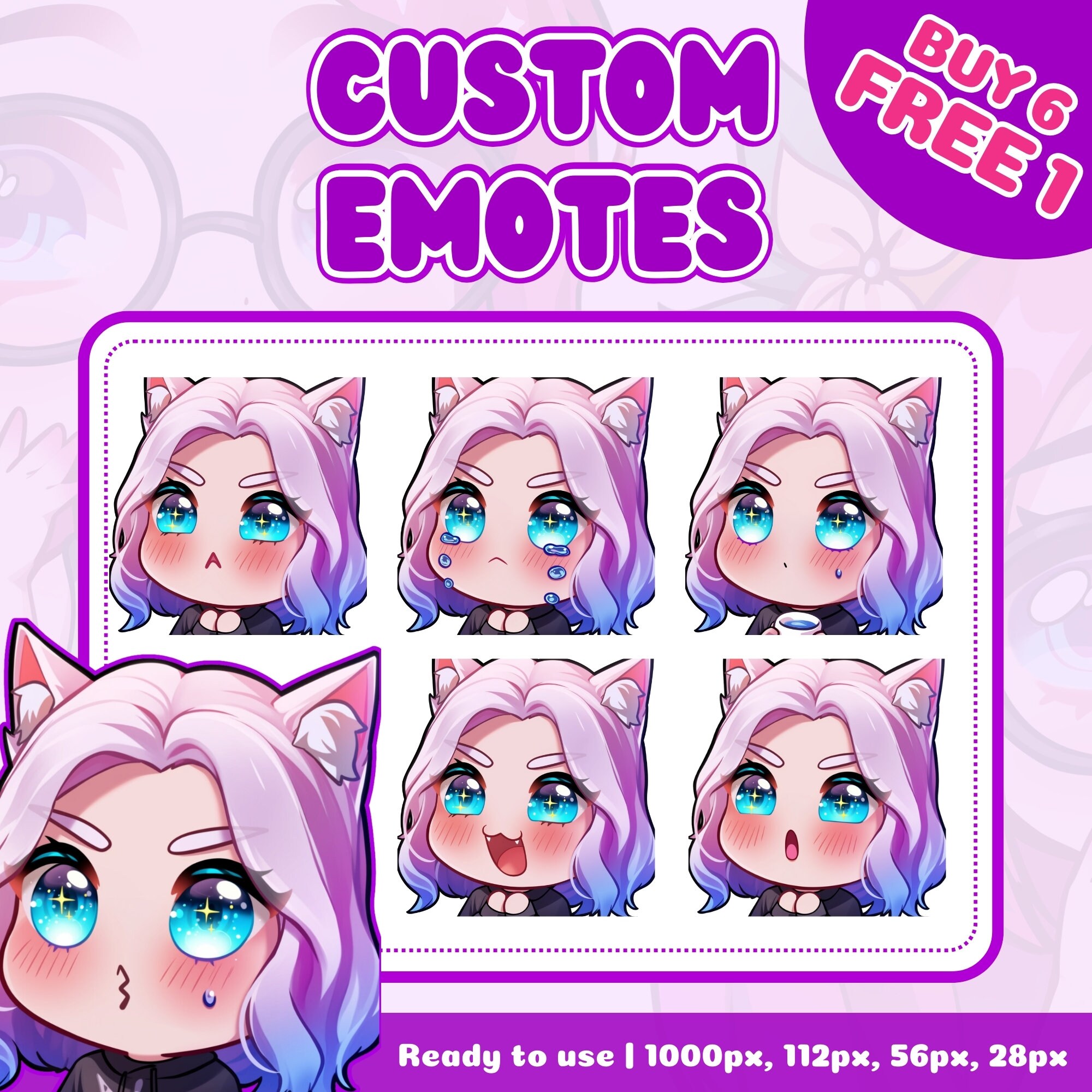 Custom Twitch Emotes, Vtuber Emotes, Kick Emotes, Sub Emote, Anime ...