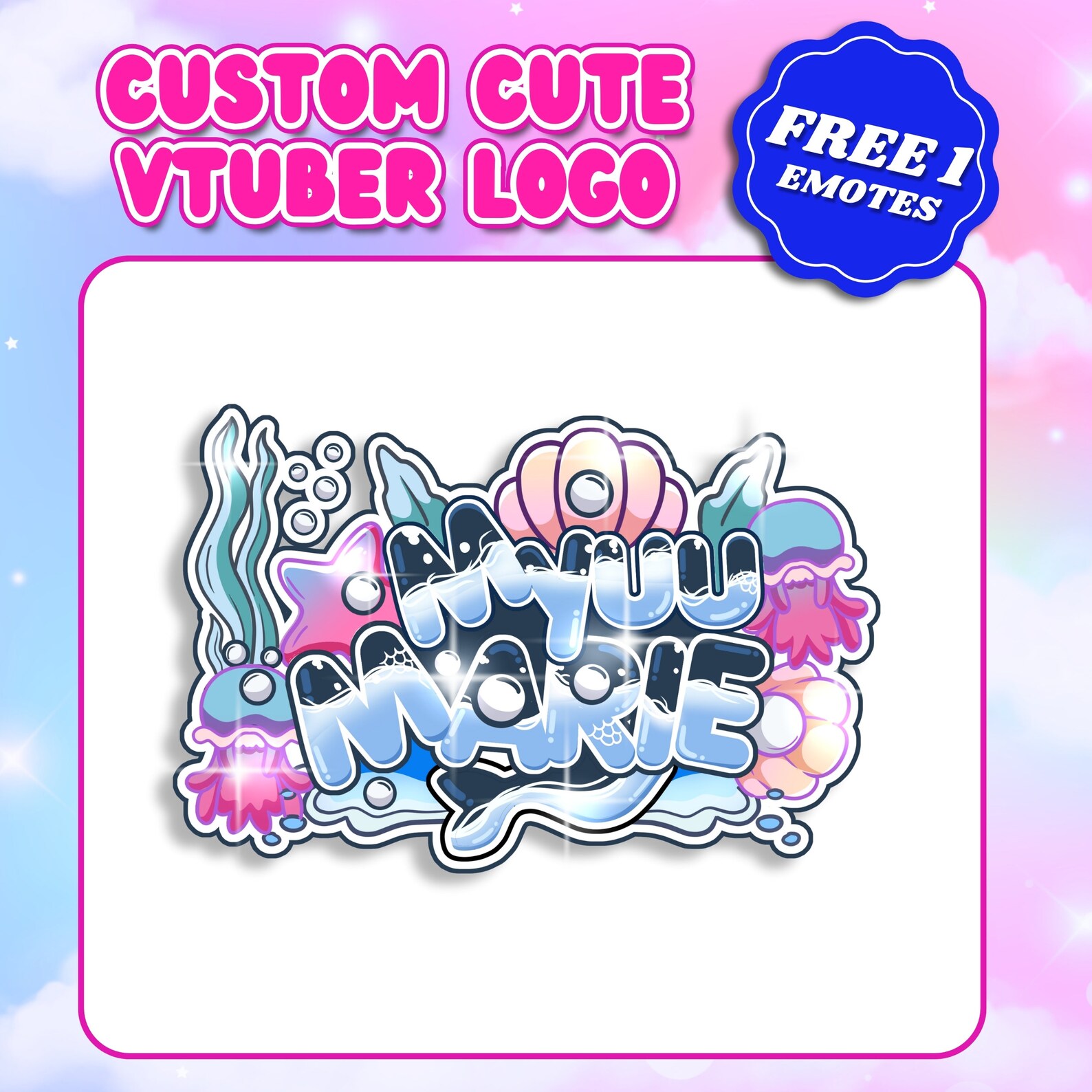 Custom Vtuber Logo, Vtuber Logo, Custom Vtuber Logo Commission, Kawaii ...