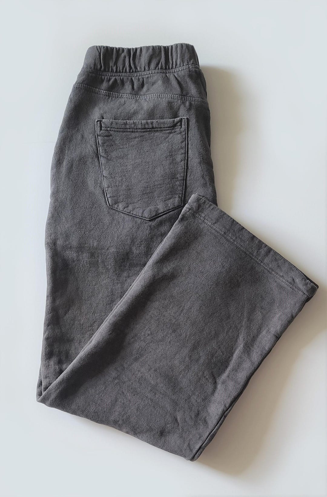 Organic Cotton Gray Veggie Dye Elastic Waistband Pockets Ankle Pants ...