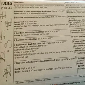 Simplicity 1335 Chair Covers Pattern Desk Chair, IKEA Barstool Cover ...