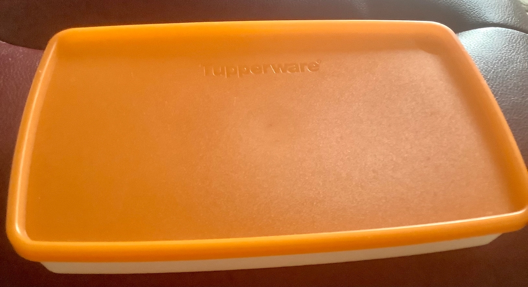 Tupperware Orange Lid Shallow Storage Container | 9” X 5.25” X 1.25 ...