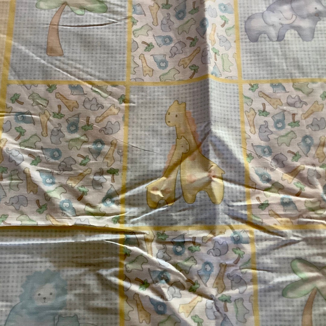 Baby Animal Quilt Print Cotton Fabric Panel | 1 Yard by 45” | Yellow ...