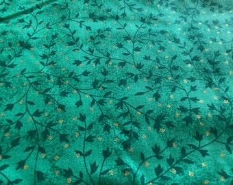 Border Print Cotton Metallic Gold Cranberry Fabric | 2.33 Yards by 45 ...