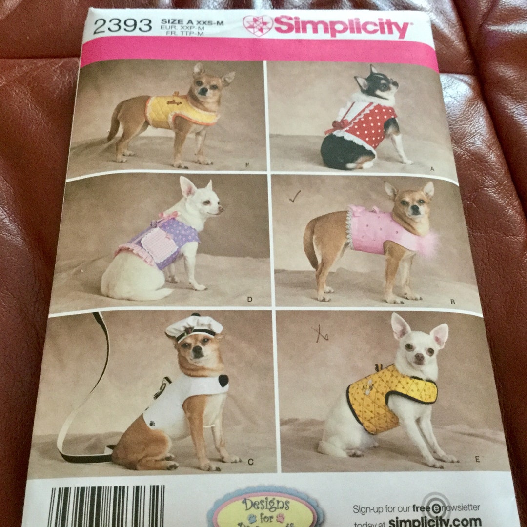 Simplicity 2493 | Craft Pattern | Dog Clothes Attire | Size Xsmall to Medium | Cut - Etsy
