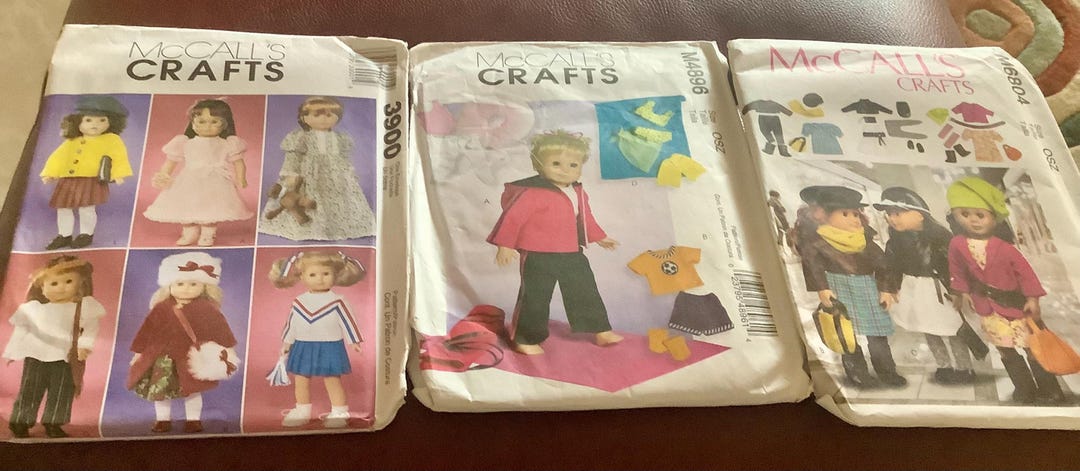 Mccalls 3900, 4896, 6804 Craft Pattern - 2 Uncut 1 Cut, Doll Clothes 18” Dolls, Robe, Cape ...
