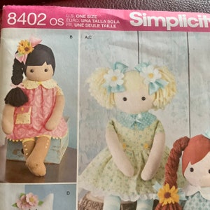 Simplicity 8402 | Craft Pattern | 23” Tall Stuffed Doll With Clothes ...