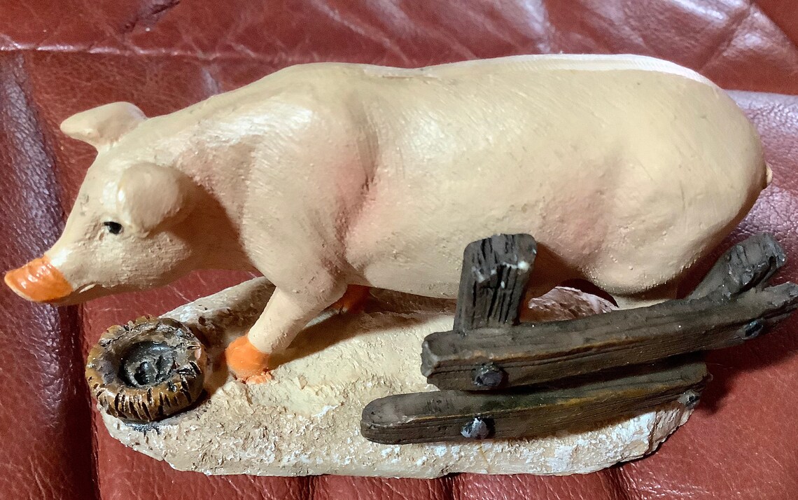 Ceramic Hog Bovine Pig Figurine | 2” Tall 4”wide | Beige Brown | Great ...
