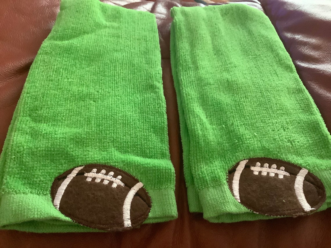 Embroidered Football Tea Towels Green and Brown | Etsy