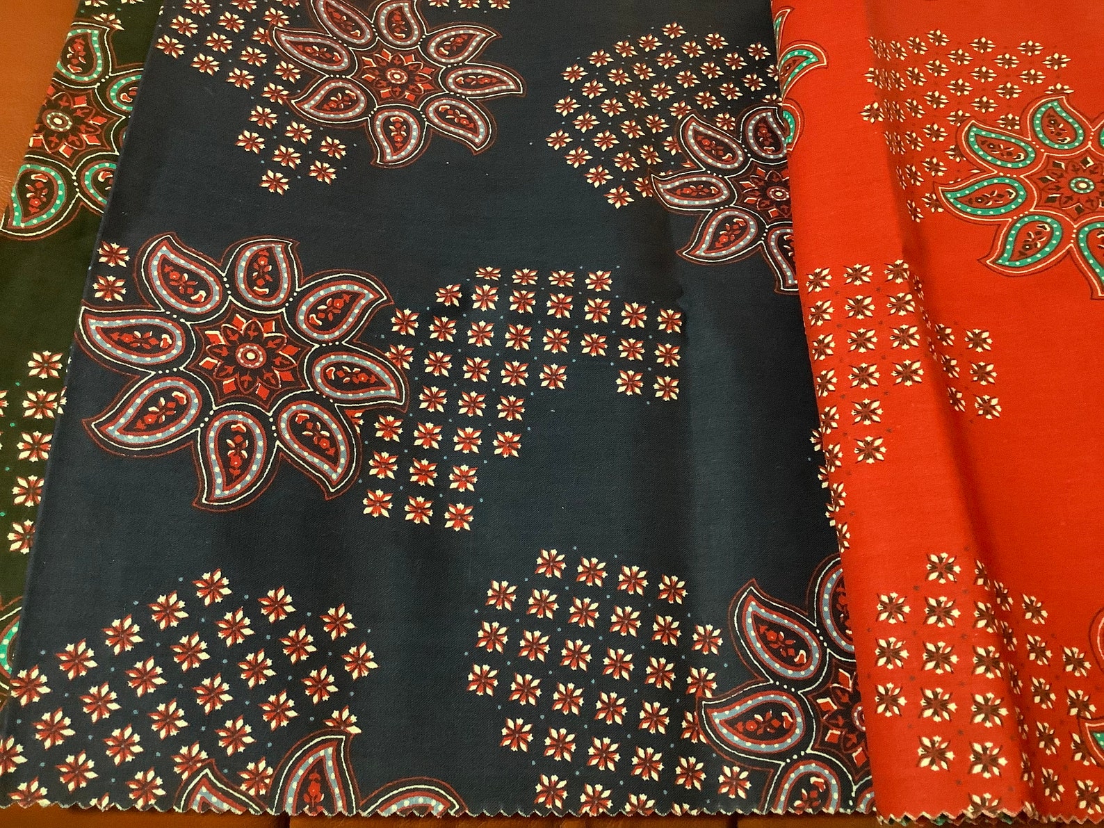 Western Paisley Print Fabric Samples in 3 Colors 3 Pieces 32 - Etsy