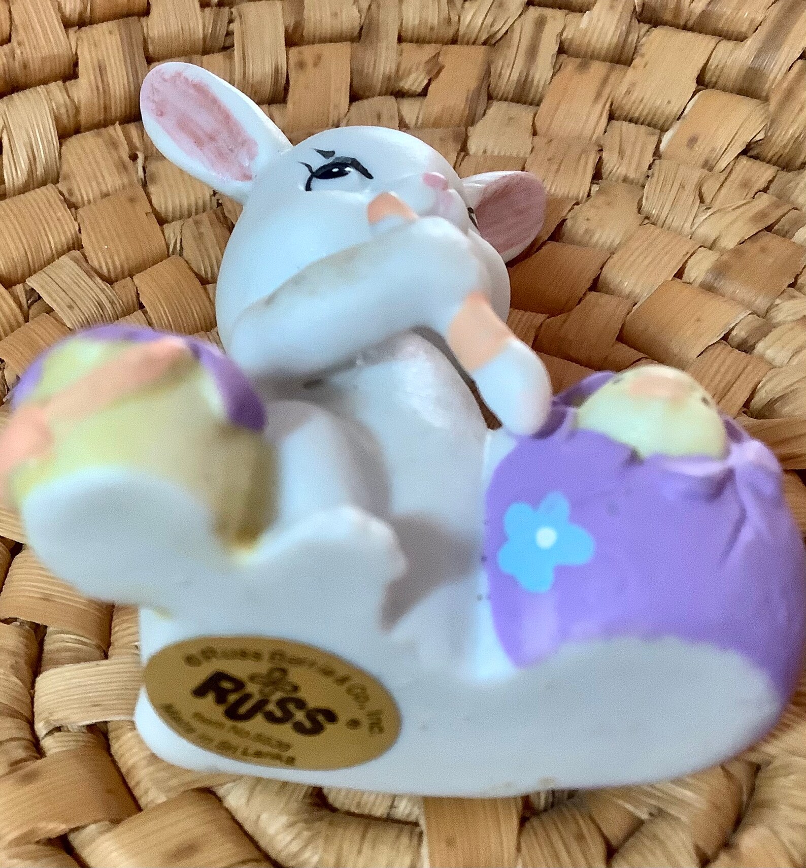 Russ Easter Bunny With Egg 2.5 by 2 Great Condition | Etsy