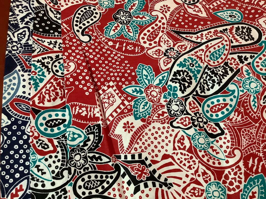 Paisley Print Fabric Samples in 3 Color Ways | 3 Pieces 32 to 36” by 14 ...