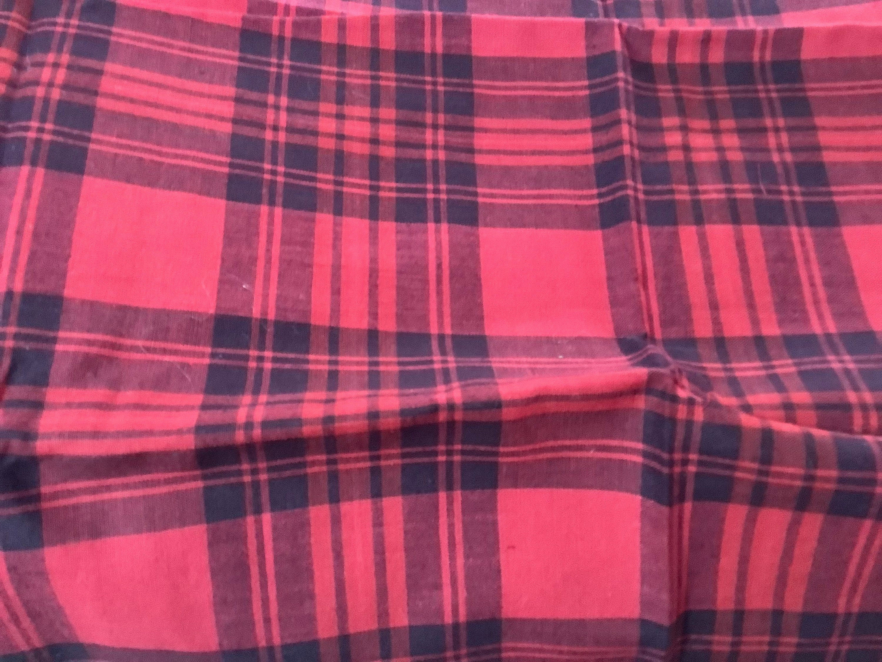 Plaid Cotton Print Fabric 27 by 45 Cotton Fabric Red | Etsy