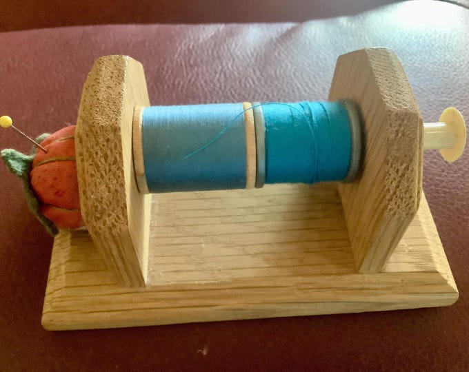 Vintage Thread Spools Holder & Pin Cushion, for Hand Sewing, 5 X 3 ...