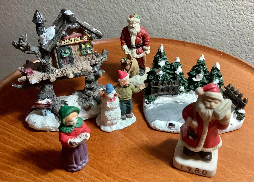 Christmas Village Porcelain Club House, Skate Rink, Boy W/snowman, 2 ...