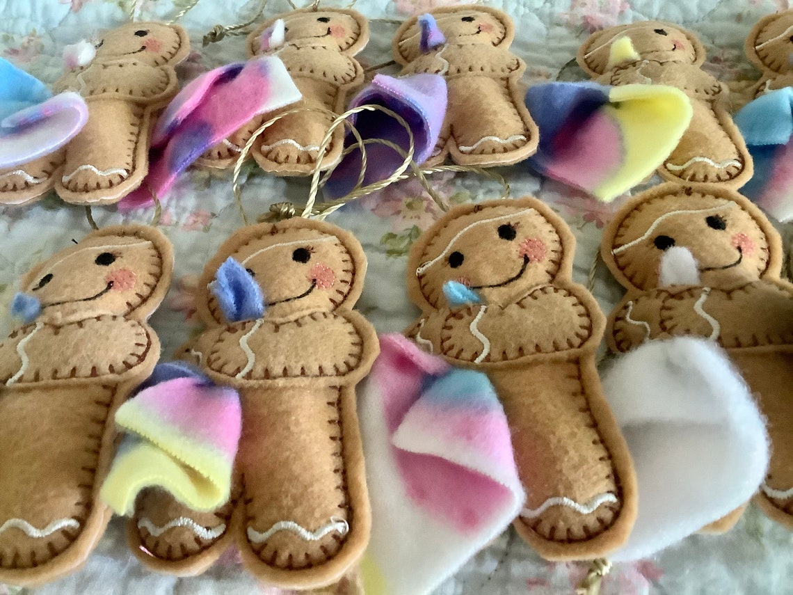 Baby Snuggle Stuffed Gingerbread Baby Ornament | Felt | 4” Tall With ...