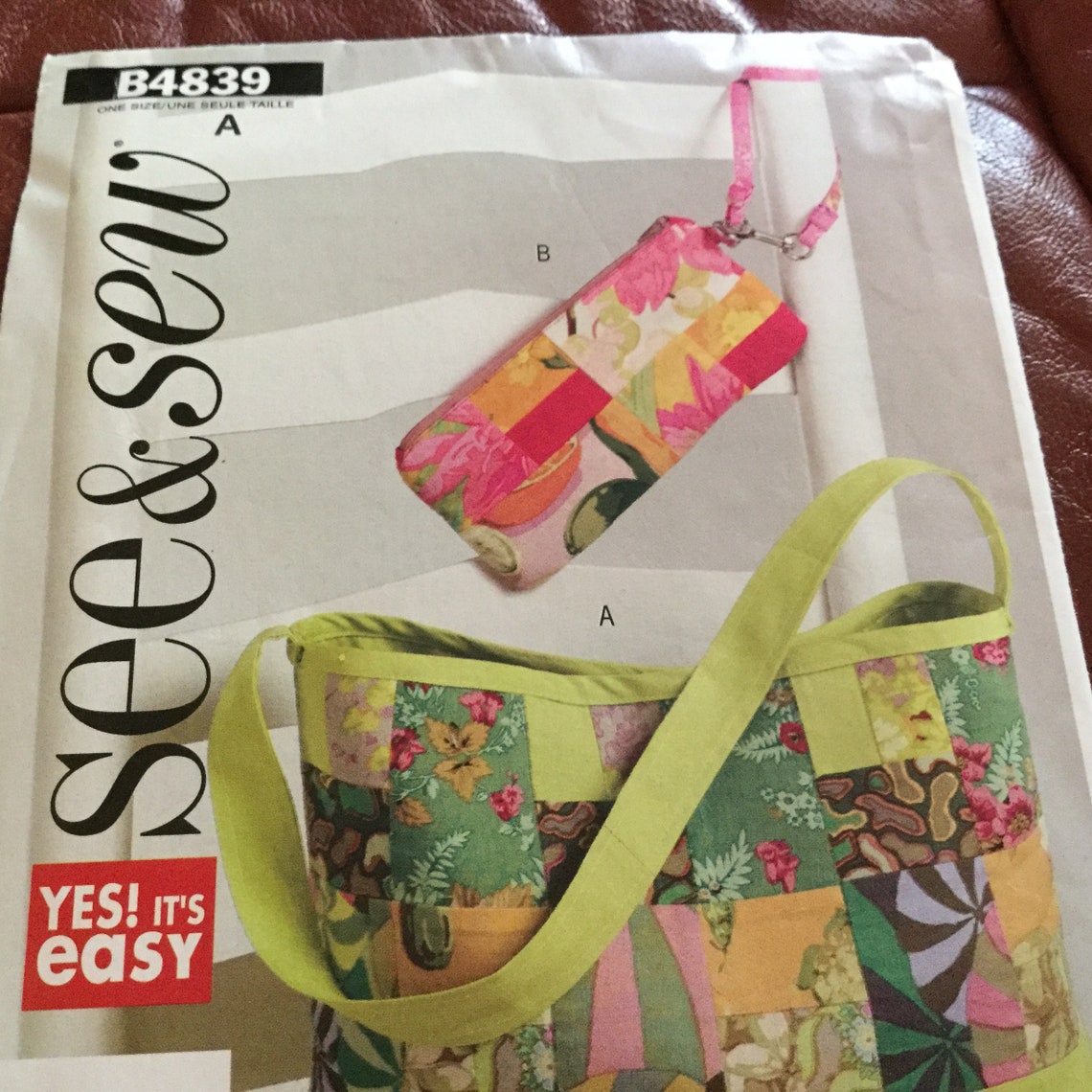 Butterick 4839 Tote Pattern From Fat Quarters 11 by 10 Bag - Etsy