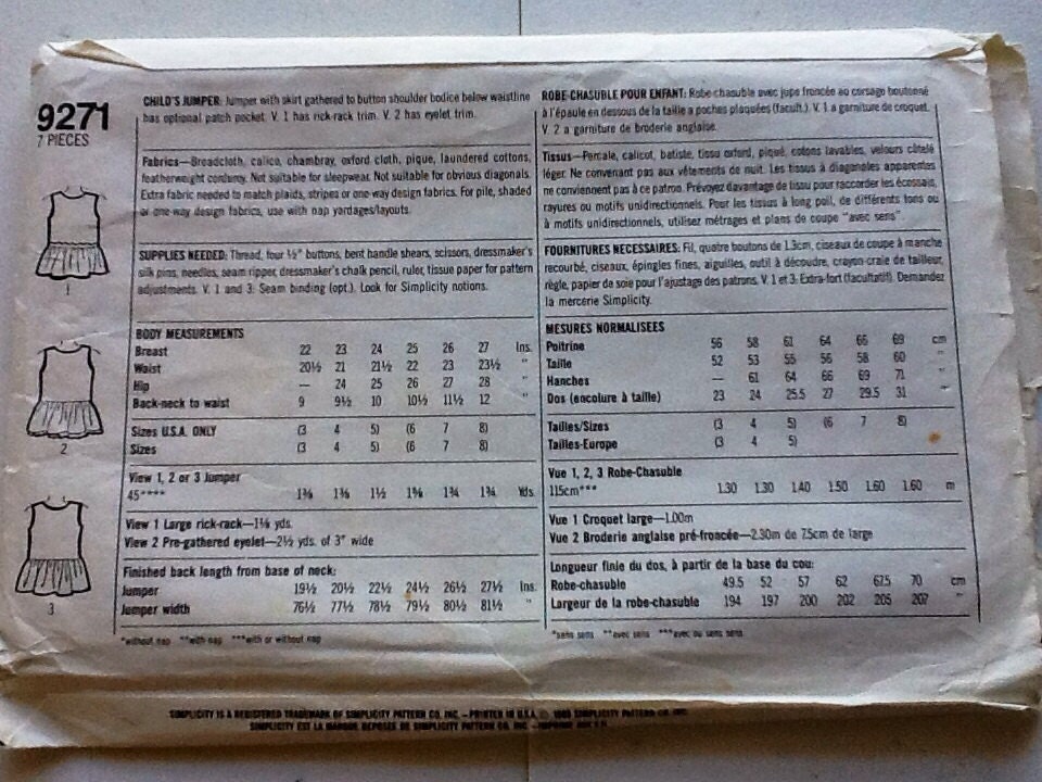 Simplicity 9271 | Sewing Pattern | Girl Summer Dress | Size 3-5 | Uncut ...