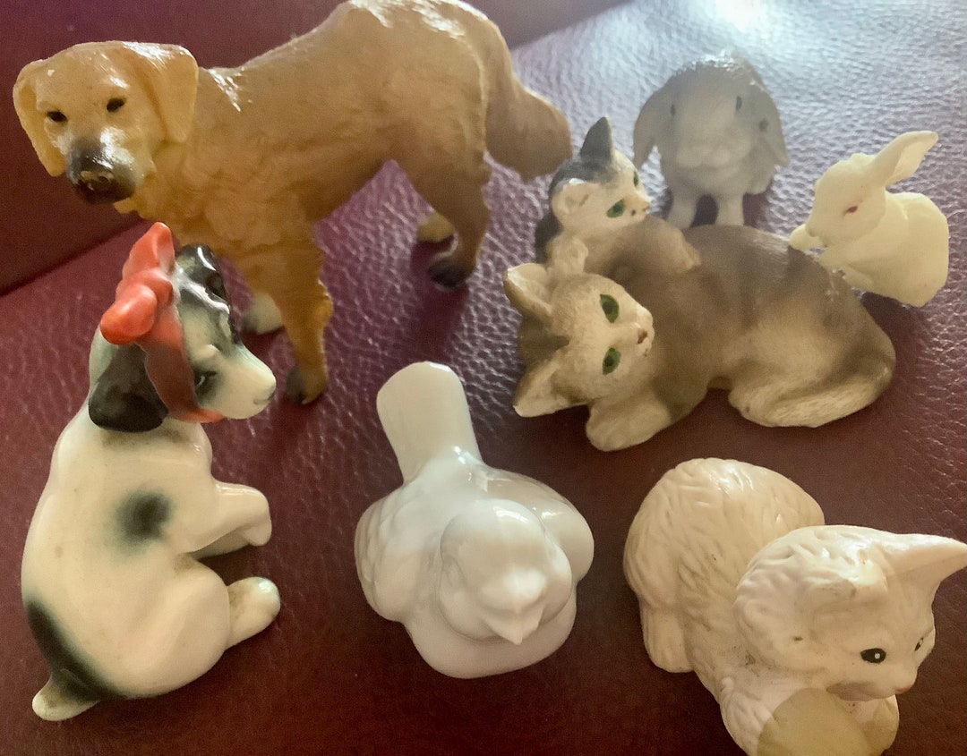 Miniature Ceramic Animals, Rabbits, Cats, Dogs, Bird | Excellent ...
