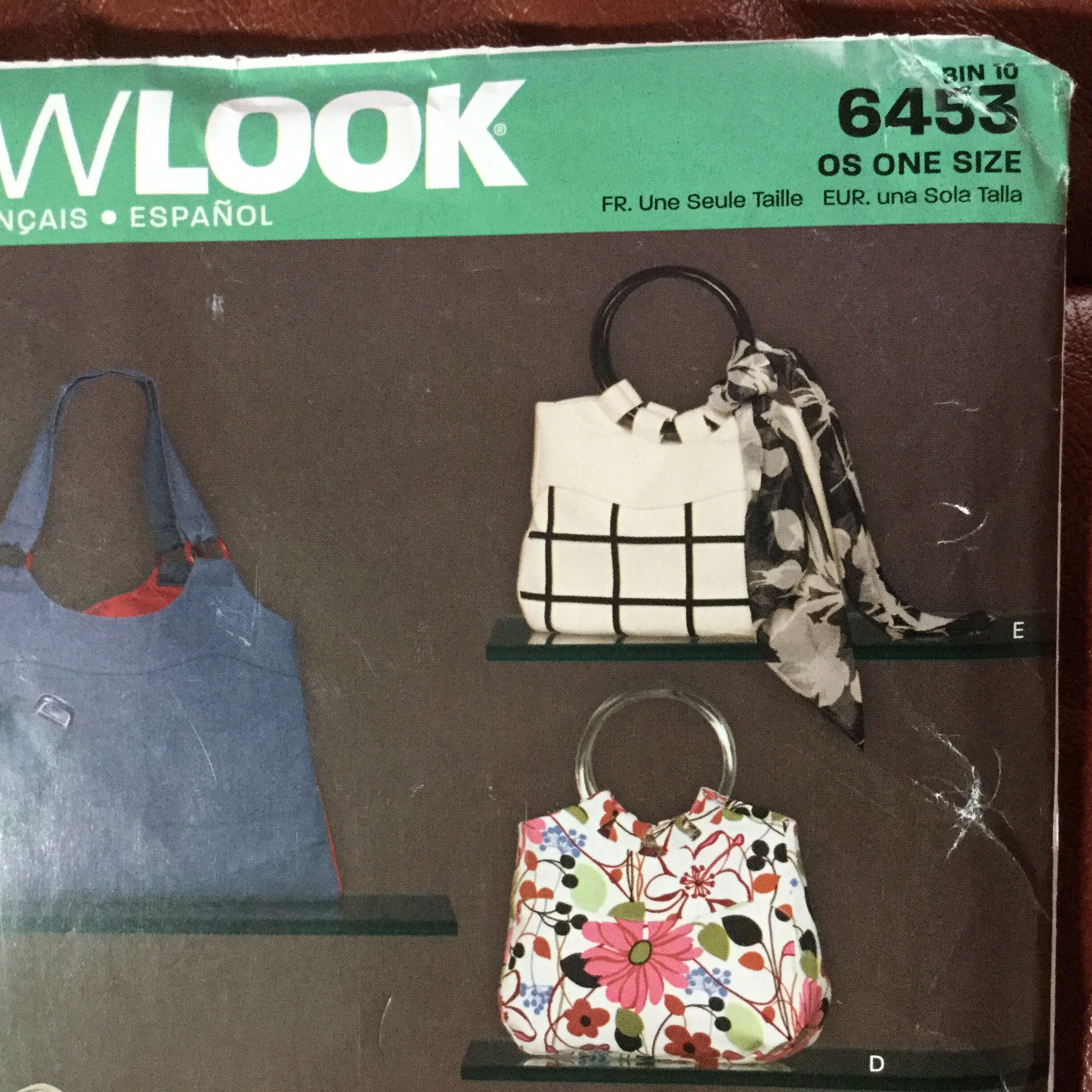 New Look 6453 Handbag Pattern in 2 Styles Uncut Top Handles and ...