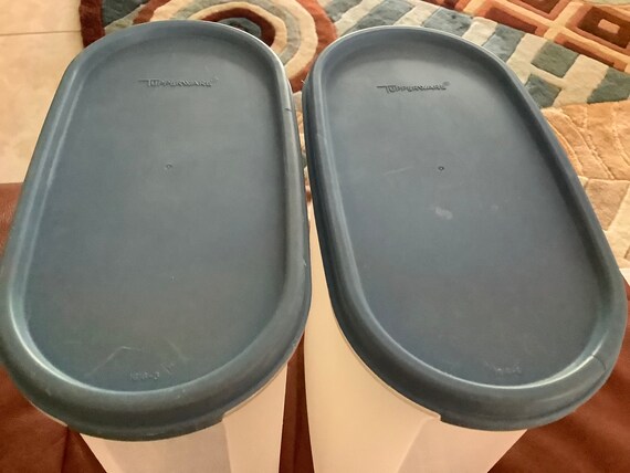 Vintage Tupperware 9.75 Cup Tall White & Blue Container Set | Etsy