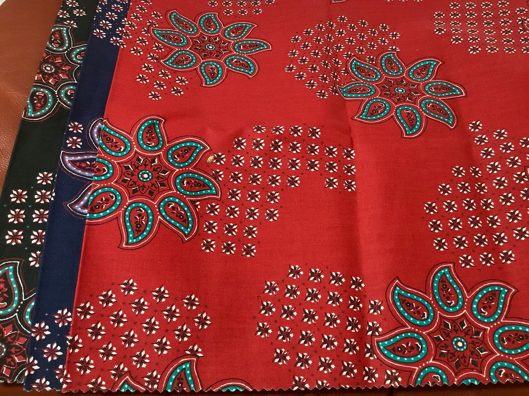 Western Paisley Print Fabric Samples in 3 Colors | 3 Pieces 32 to 36 ...