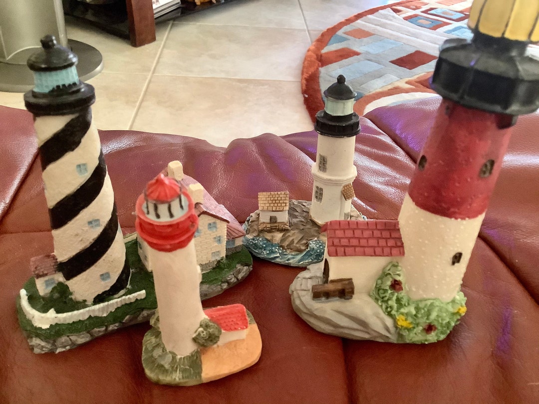 Ceramic Light House Figurines, Set of 4, 5.5” Tall Largest, Tropical ...