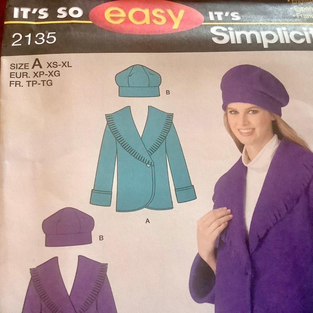 Simplicity 2135 | Easy Fleece Jacket & Hat Pattern | Size Xsmall-xlarge ...