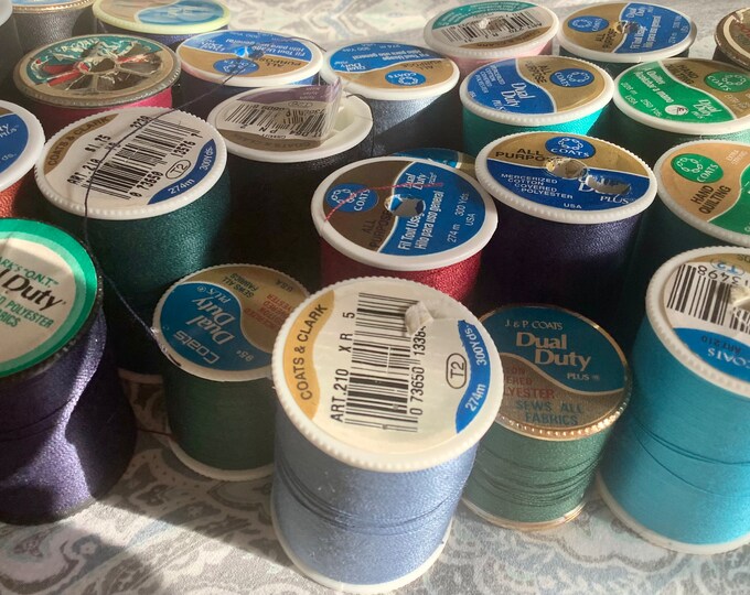 35 Coats & Clark Dual Duty Thread Spools | Some Full, Some Used ...