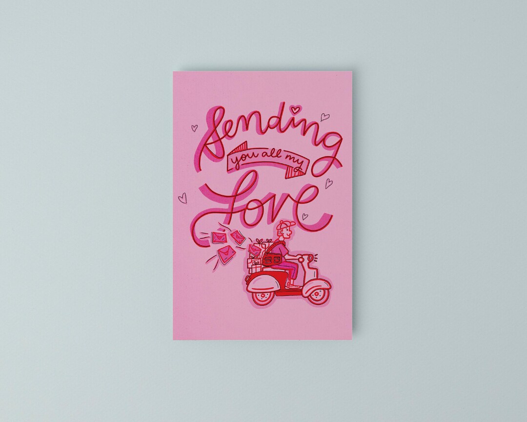 Sending Love Card Template | Illustrated Printable Card - Etsy