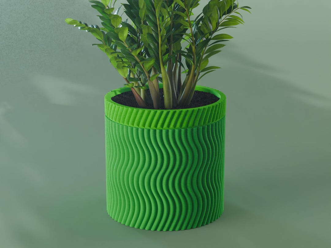 Mizu Planter Pot, Scalloped Sine 3D Print STL File | Small, Medium ...