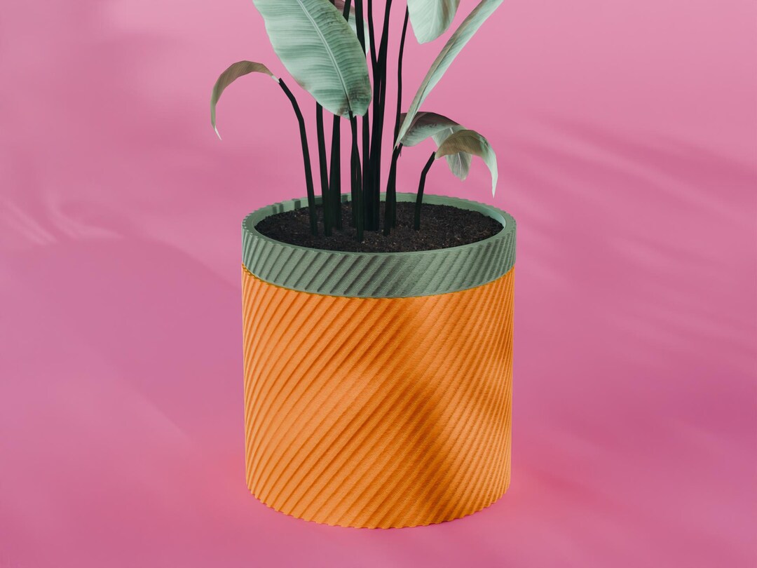 Mizu Planter Pot, Striped Diagonal 3D Print STL File | Small, Medium ...
