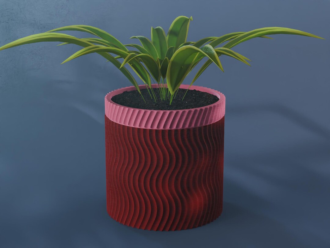 Mizu Planter Pot, Scalloped Rev Sine 3D Print STL File | Small, Medium ...