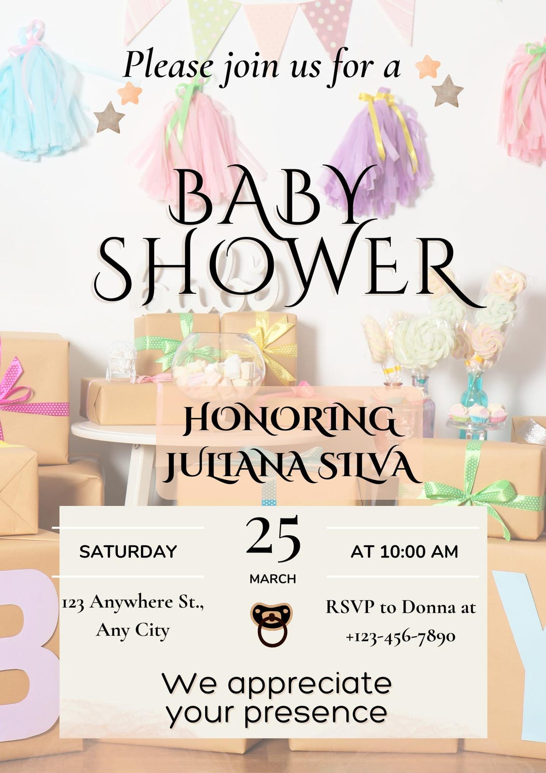 Printable Baby Shower Invitation Customizable Baby Shower Invite ...