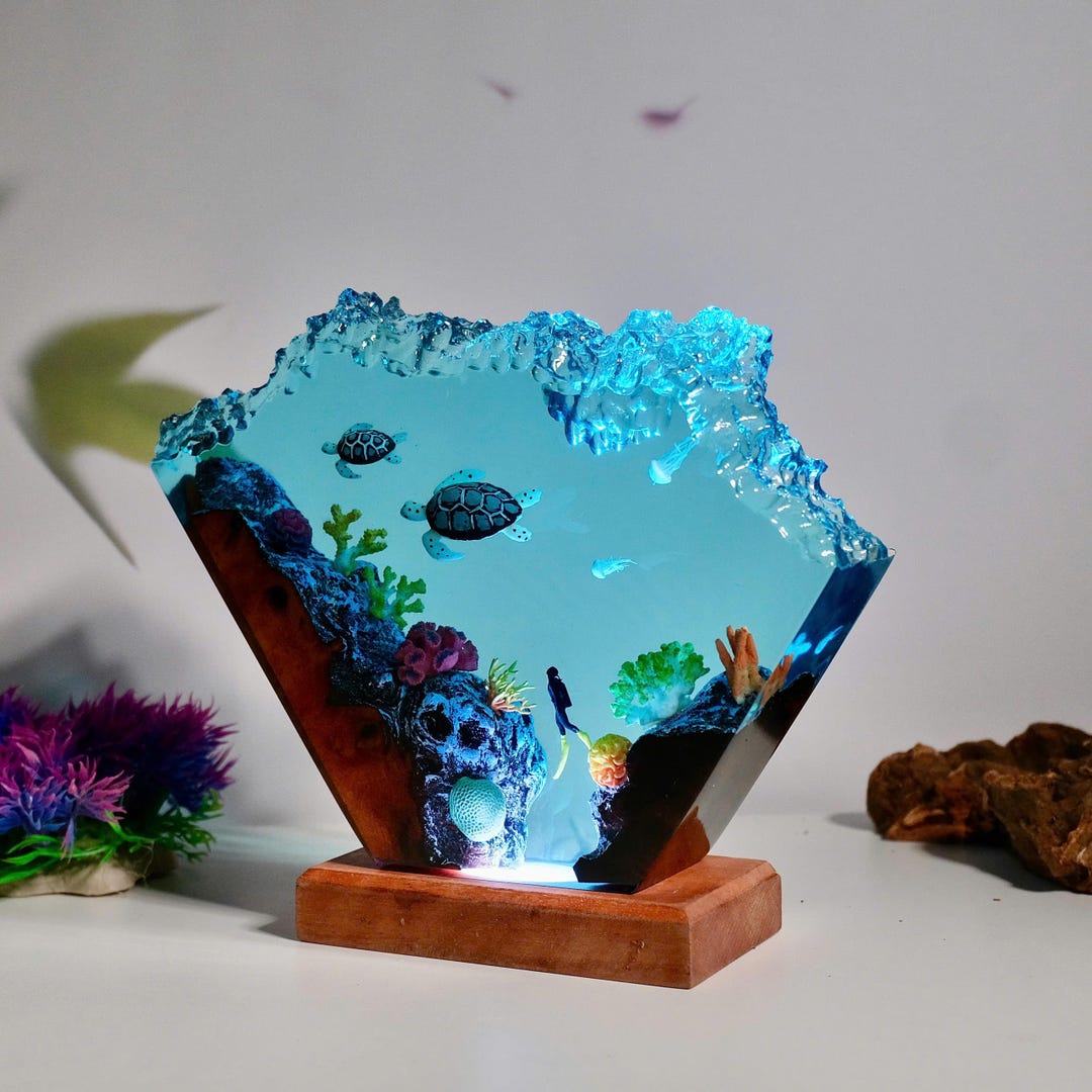 Turtles Resin Lamp,resin Night Light,epoxy Resin Art, Home Decor, Gift ...