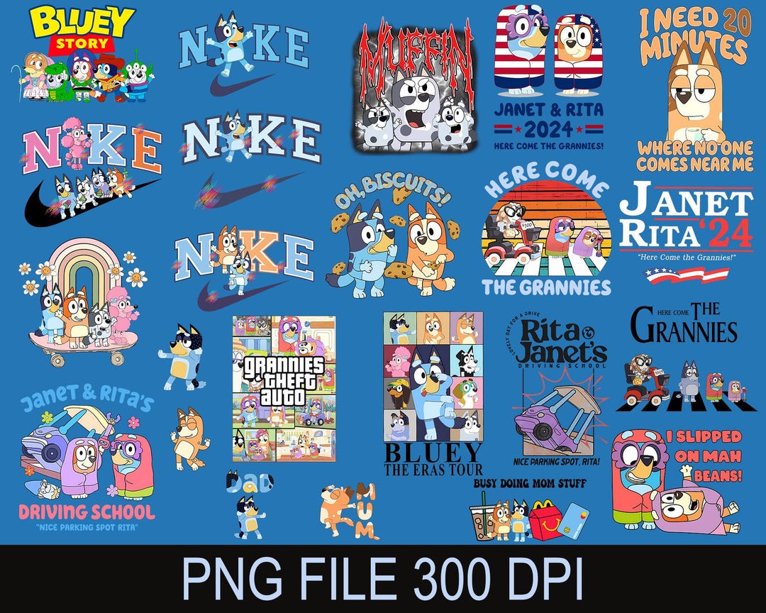 Bluey the Eras Tour Png,janet and Rita for President Png,midnight Bluey ...