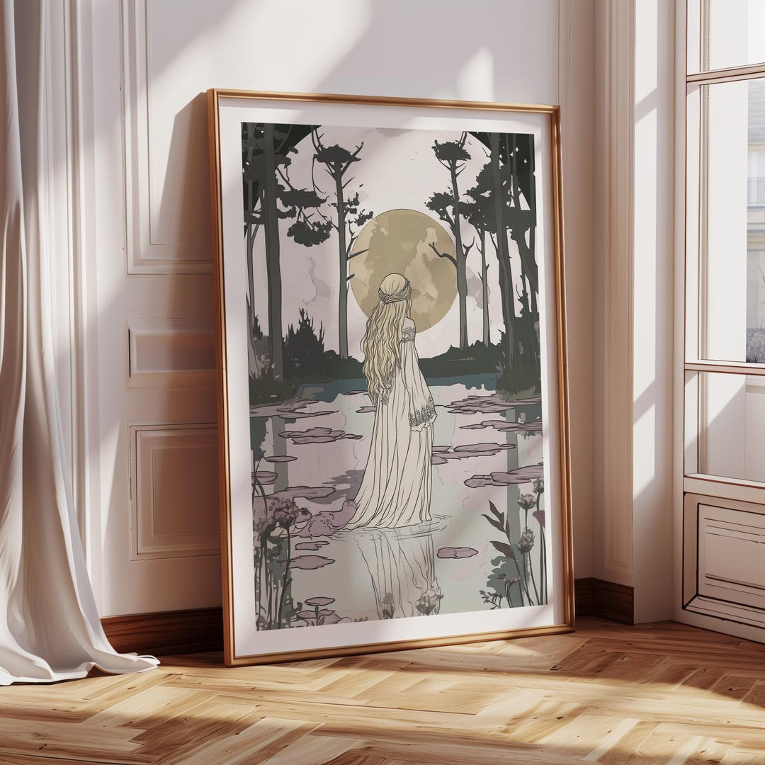 Rusalka Print Wall Art, Forest Goddess Art, Slavic Mythology World ...