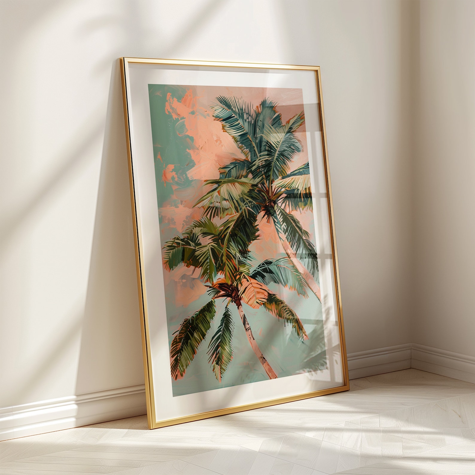 California Palm Trees Painting Print Wall Art, Tropical Coastal Prints ...