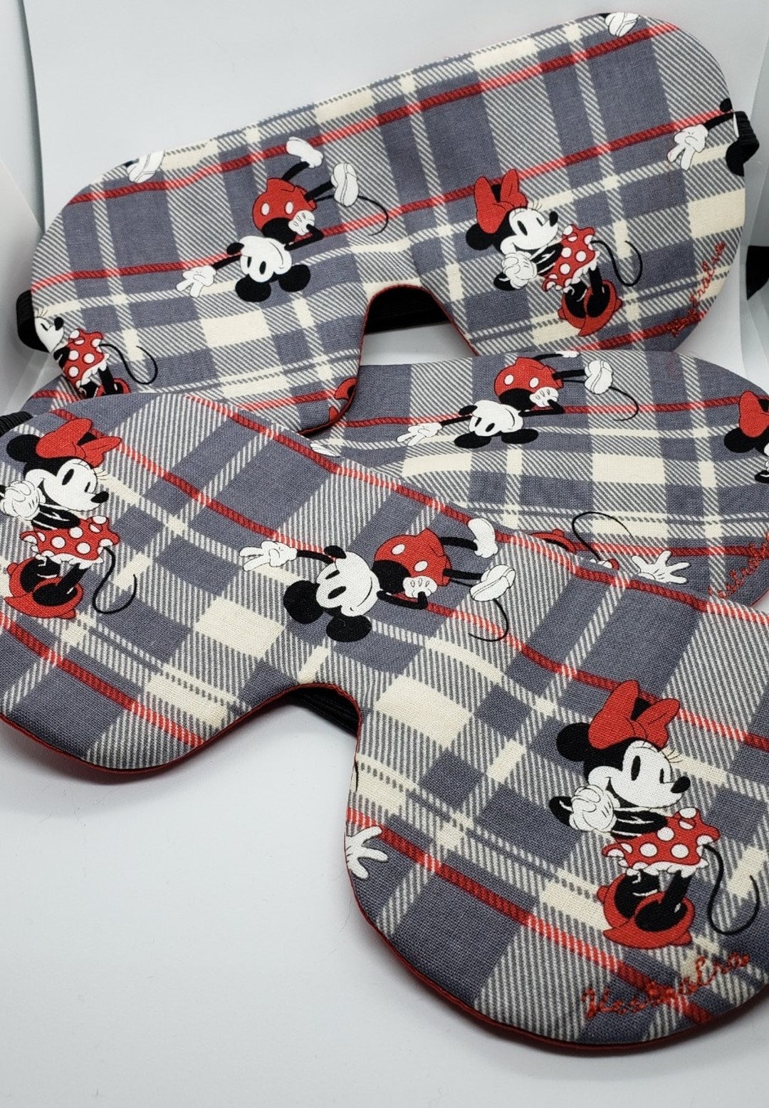 Minnie and Mickey Gray Plaid Soft Padded Sleeping Mask - Etsy